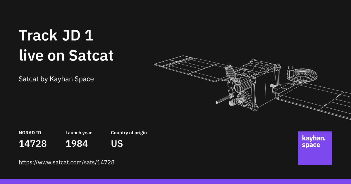Track JD 1 (NORAD ID: 14728) live with Satcat