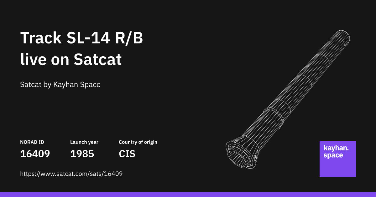 Track SL-14 R/B (NORAD ID: 16409) live with Satcat
