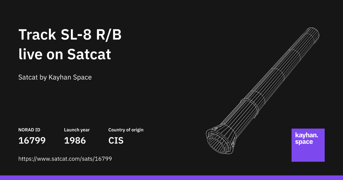 Track SL-8 R/B (NORAD ID: 16799) live with Satcat