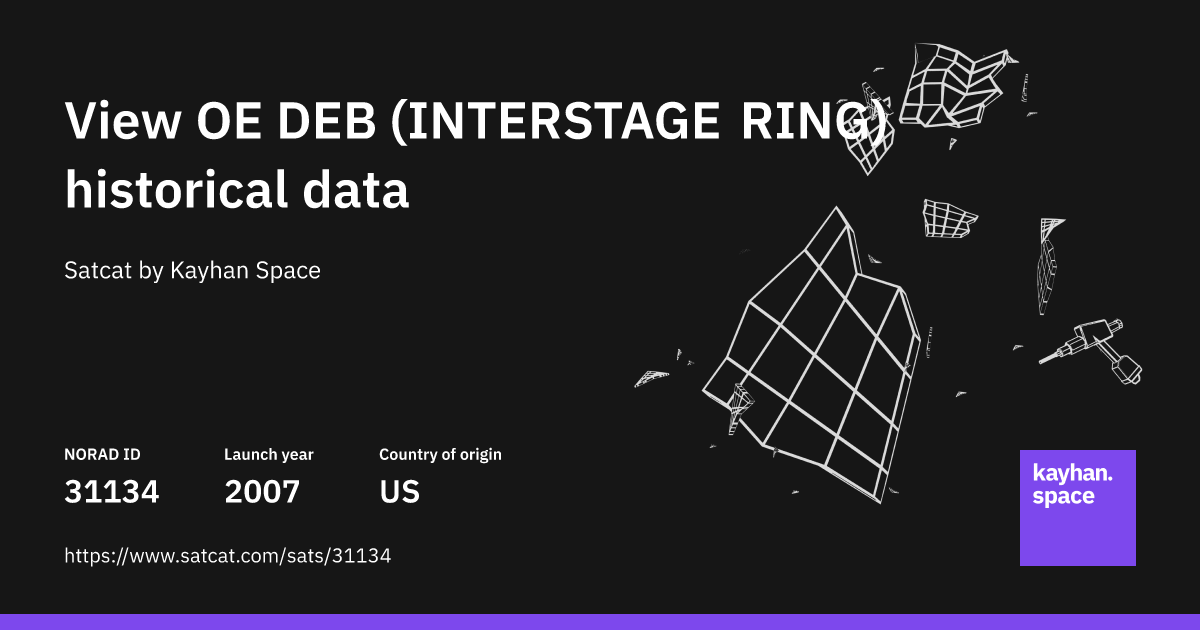 Analyze OE DEB (INTERSTAGE RING) (NORAD ID: 31134) with Satcat