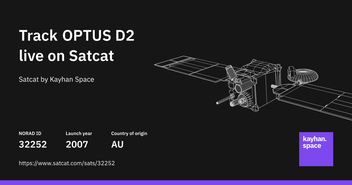 Track OPTUS D2 (NORAD ID: 32252) live with Satcat