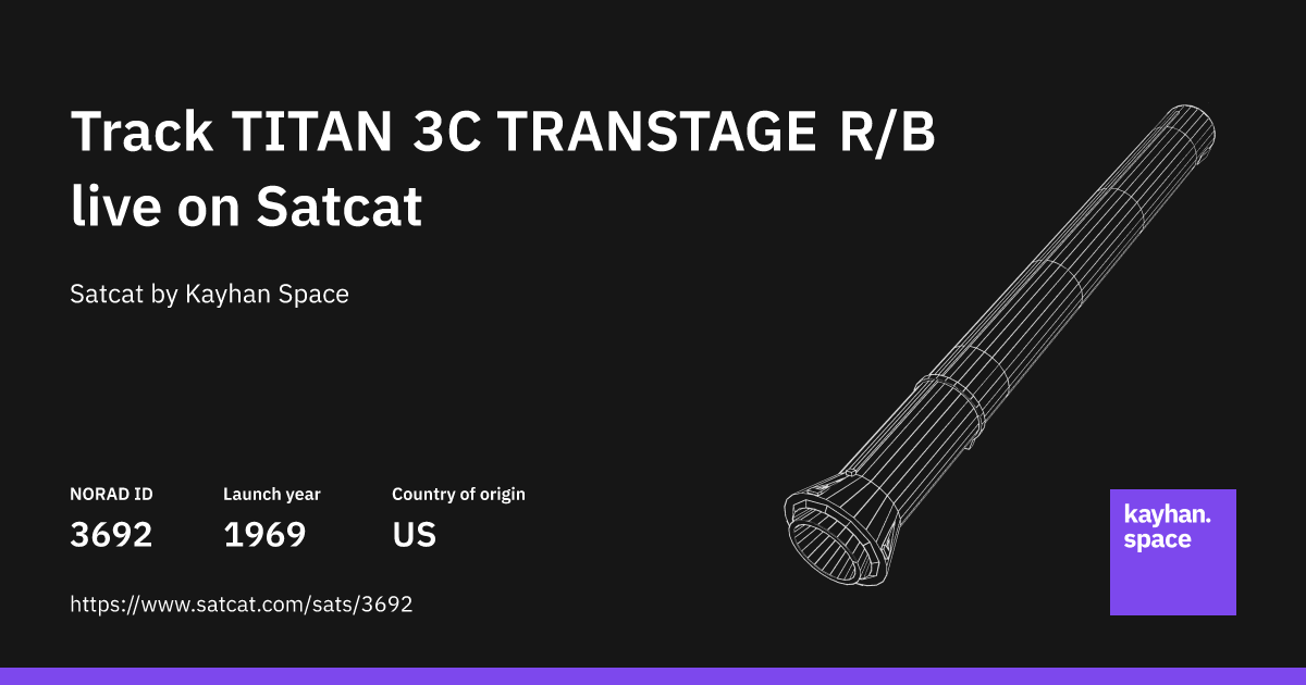 Track TITAN 3C TRANSTAGE R/B (NORAD ID: 3692) live with Satcat