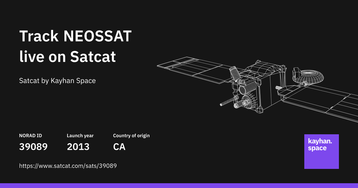 Track NEOSSAT (NORAD ID: 39089) live with Satcat