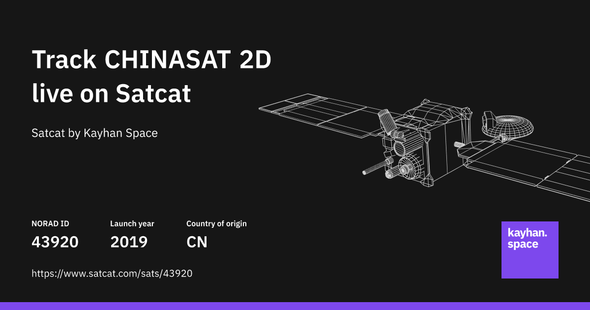 Track CHINASAT 2D (NORAD ID: 43920) live with Satcat