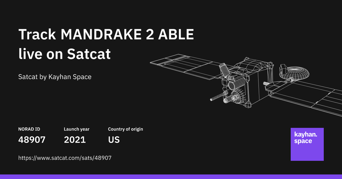 Track MANDRAKE 2 ABLE (NORAD ID: 48907) live with Satcat