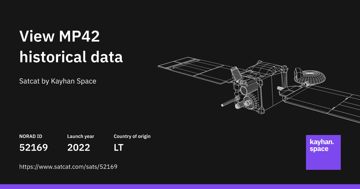 Analyze MP42 (NORAD ID: 52169) with Satcat