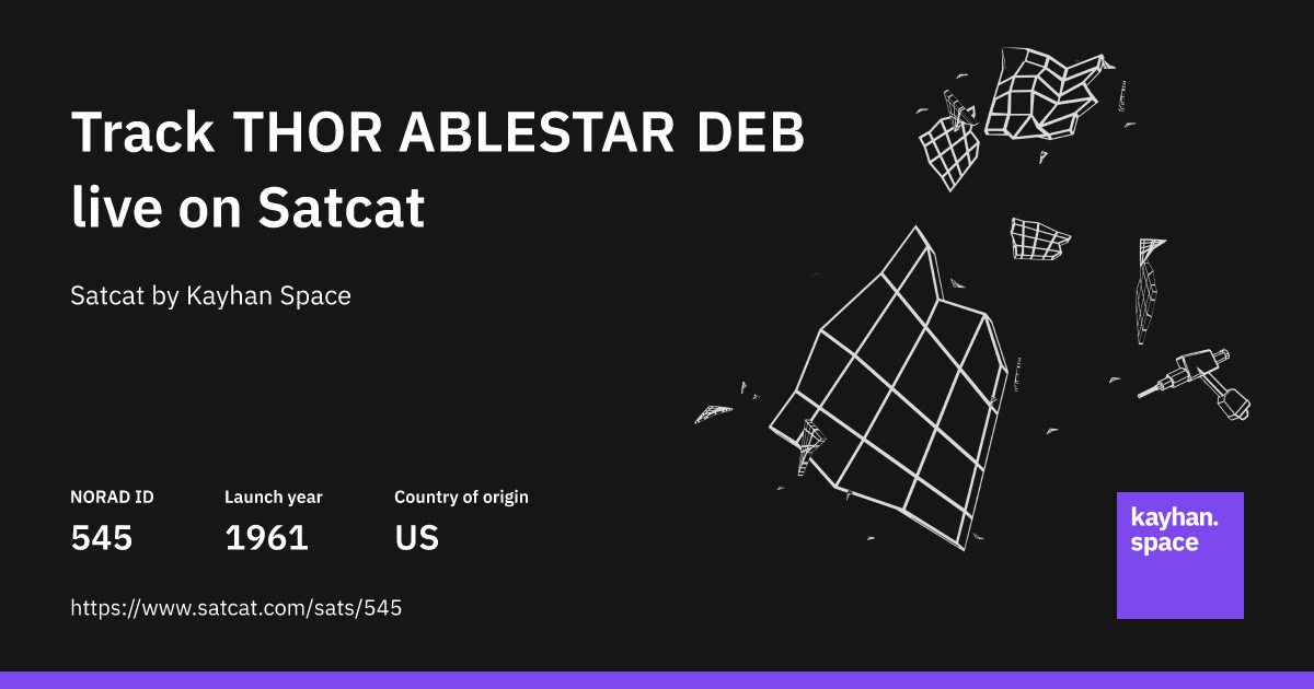 Track THOR ABLESTAR DEB (NORAD ID: 545) live with Satcat