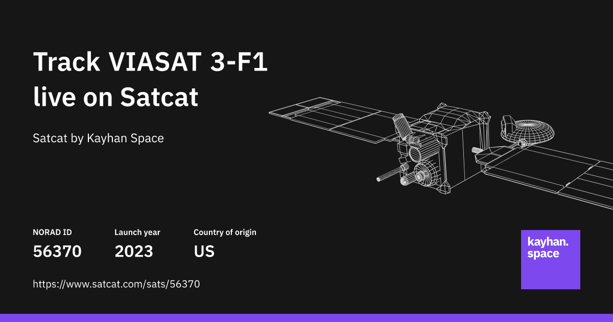 Track VIASAT 3-F1 (NORAD ID: 56370) live with Satcat