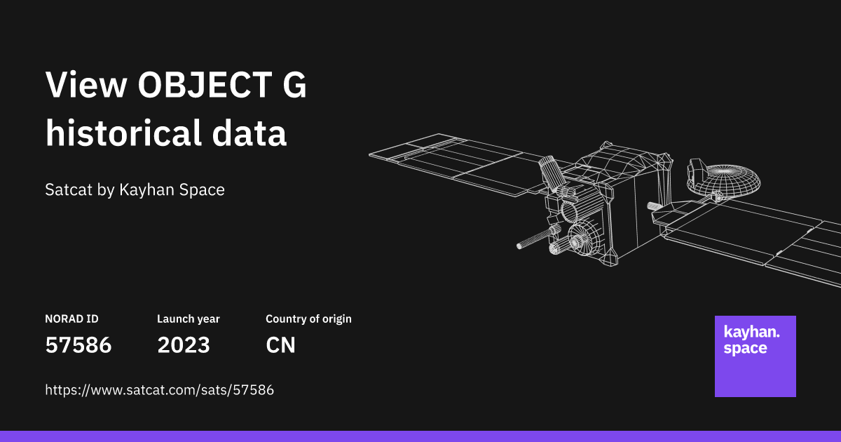 Analyze OBJECT G (NORAD ID: 57586) with Satcat