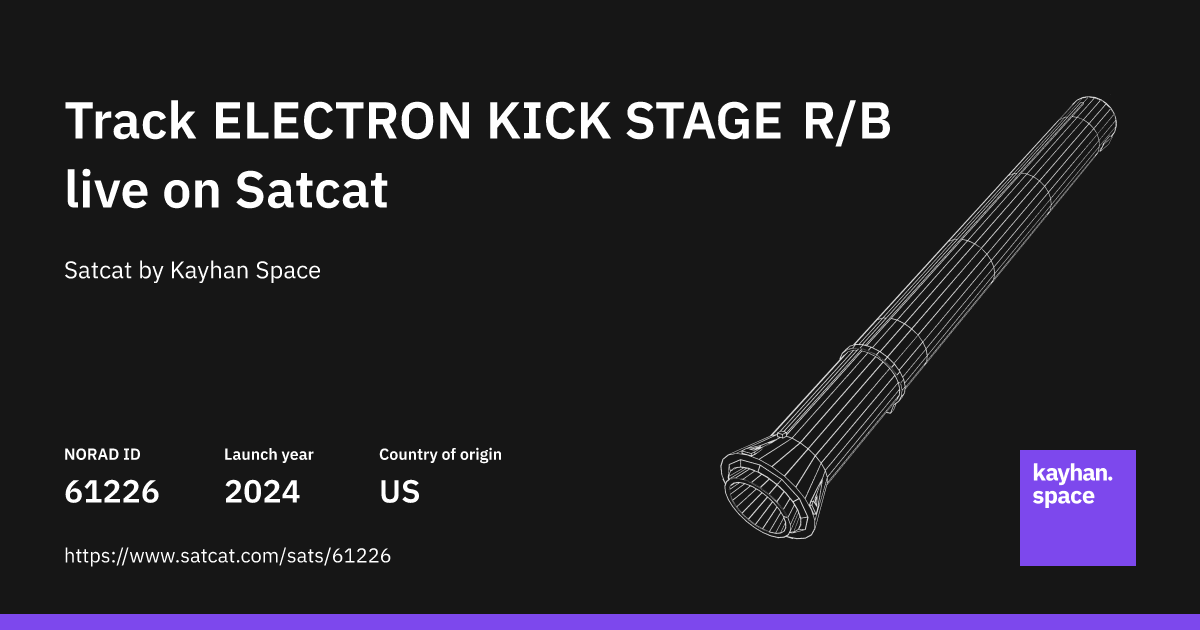 Track ELECTRON KICK STAGE R/B (NORAD ID: 61226) live with Satcat