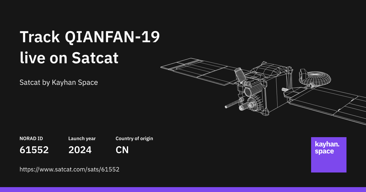 Track QIANFAN-19 (NORAD ID: 61552) live with Satcat