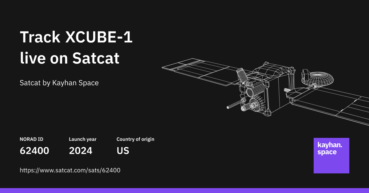 Track XCUBE-1 (NORAD ID: 62400) live with Satcat