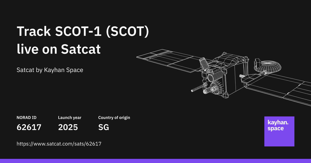Track SCOT-1 (SCOT) (NORAD ID: 62617) live with Satcat