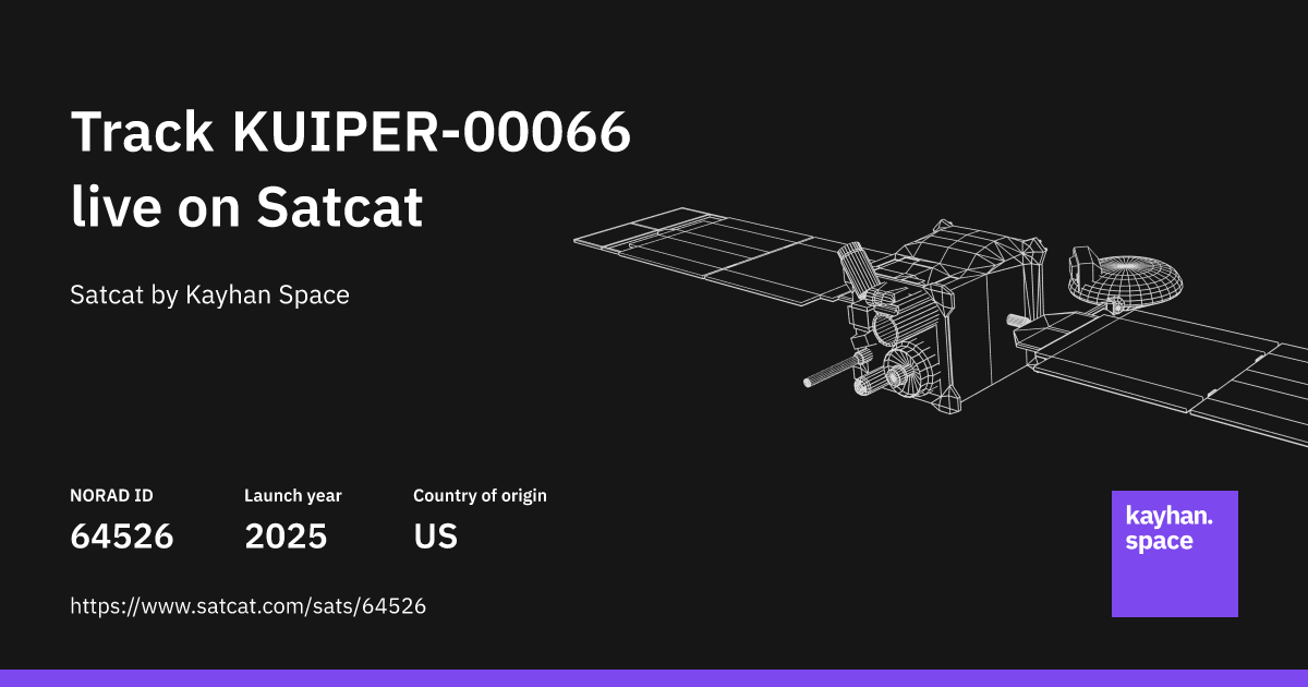 Track KUIPER-00066 (NORAD ID: 64526) live with Satcat