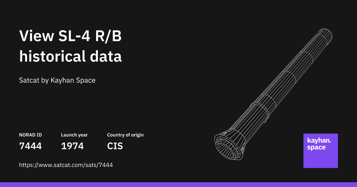 Analyze SL-4 R/B (NORAD ID: 7444) with Satcat